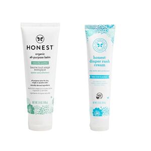 the honest company organic all-purpose balm certified organic plant-based hypoallergenic skin care, 3.4 ounces and the honest company diaper rash cream, 2.5 oz.