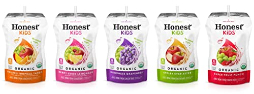 Honest Kids Organic Juice Drink, 5 Flavor Variety Pack 6.75 Fl Oz Pouches Pack of 15