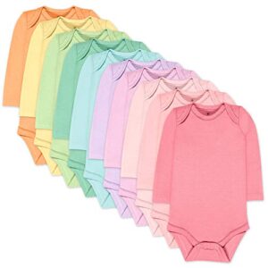 honestbaby 10-pack organic cotton long sleeve bodysuits, rainbow girl, newborn