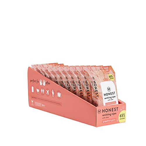 The Honest Company Sanitizing Alcohol Wipes, Grapefruit Grove, 15 Count (Pack of 10)