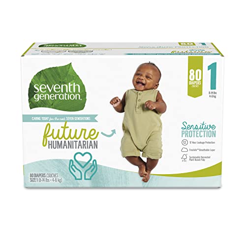 Seventh Generation Baby Diapers Size 1 Sensitive Protection Free & Clear Size 1, 80 Count