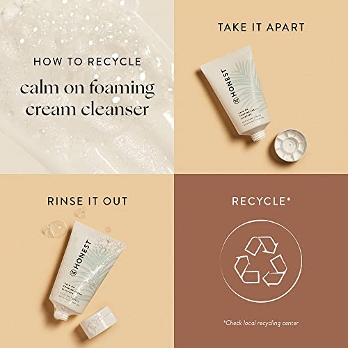 Honest Beauty Calm On Foaming Cream Cleanser | with Hyaluronic Acid + Phytosterols & Phospholipids + Amino Acids | 4 Fl Oz