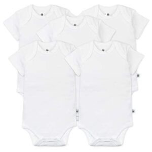 honestbaby unisex baby organic cotton short sleeve bodysuits multipack and toddler t shirt set, 5 pack bright white, 3-6 months us