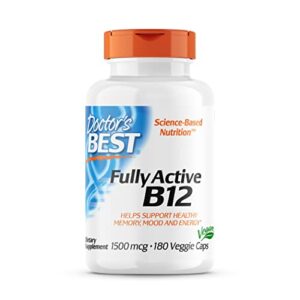 doctor’s best fully active b12 1500 mcg, supports energy, mood, circulation, non-gmo, vegan, gluten free, 180 count