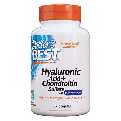 Doctor's Best Hyaluronic Acid with Chondroitin Sulfate, Featuring BioCell Collagen, Non-GMO, Gluten Free, Soy Free, Joint Support, 180 Count (Pack of 1)