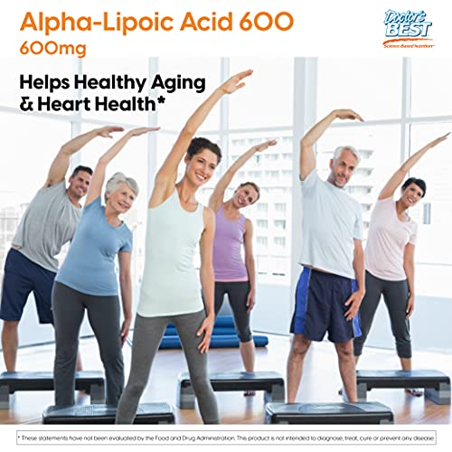 Doctor's Best Alpha-Lipoic Acid, Non-GMO, Gluten Free, Vegan, Soy Free, Helps Maintain Blood Sugar Levels, 600 mg 180 Veggie Caps