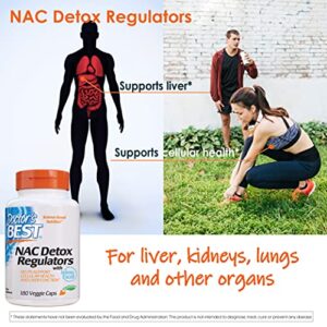 Doctor's Best Nac Detox Regulators with seleno excell, Non-GMO, Vegetarian, Gluten&Soy Free, 180 Veggie Caps, 180Count