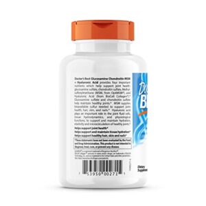 Doctor's Best Glucosamine Chondroitin MSM + Hyaluronic Acid with OptiMSM Featuring Biocell Collagen, Joint Support, Non-GMO, Gluten & Soy Free, 150 Caps