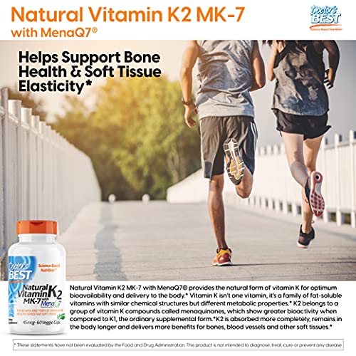 Doctor's Best Natural Vitamin K2 MK-7 with MenaQ7 White No Flavor, 60 Count