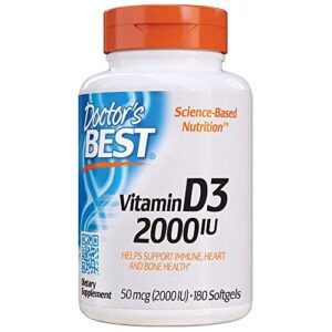 doctor’s best vitamin d3 2 000 iu healthy bones teeth heart immune support nongmo glutenfree soy free , 180 count