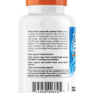 Doctor's Best Lutein Featuring Lutemax, Non-GMO, Gluten Free, Eye Health, 20 mg, 180 Softgels