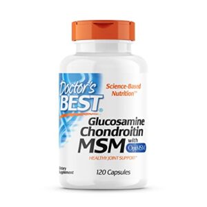 doctor’s best glucosamine chondroitin msm with optimsm capsules, supports healthy joint structure, function & comfort, non-gmo, gluten free, soy free, 120 count (pack of 1)