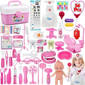 steam life doctor kit for kids, 56pcs kids doctor playset, doctor kit for toddlers 3-5 play doctor set for kids doctor kit with stethoscope doctor toys for kids pretend play for boys girls 3 4 5 6 +