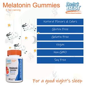 Doctor's Best Melatonin Gummies- 5 mg per Serving, Helps Promote Healthy Sleep, Jet Lag, 60 Count