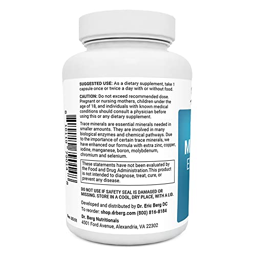 Dr. Berg's Trace Minerals Enhanced Complex - Complete with 70+ Nutrient-Dense Health Mineral - 100% Natural Ingredients - Dietary Supplements - 60 Capsules