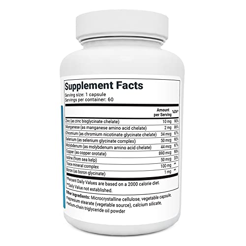 Dr. Berg's Trace Minerals Enhanced Complex - Complete with 70+ Nutrient-Dense Health Mineral - 100% Natural Ingredients - Dietary Supplements - 60 Capsules