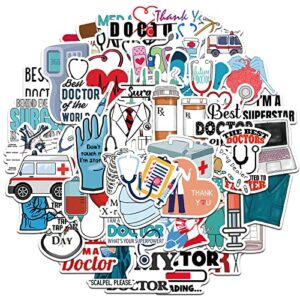 50pcs medical stickers | doctor nurse stethoscope waterproof vinyl stickers | cartoon human body organ anatomy decals for water bottles, laptop, clipboard, phone case, skateboard