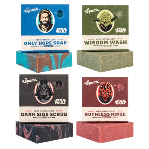 Dr. Squatch The Soap Star Wars Soap Collection - Men’s Natural Bar Soap - 4 Bar Soap Bundle Star Wars Soap for Men