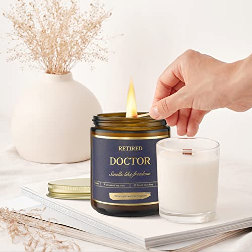 Retired Doctor Gifts 2023 - 9oz Soy Candle ; Retirement Gifts for Doctors, Retiring Doctor Gifts for Men and Women, Appreciation Gifts for Retired Female Dr, MD, Surgeons, Farewell Gift for Doctor