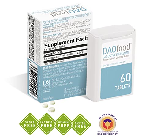 DR Healthcare DAOfood - Dietary Management of DAO Deficiency/Histamine Intolerance - Dispenser 60 Mini Gastro-Resistant Tablets - DAO Enzyme