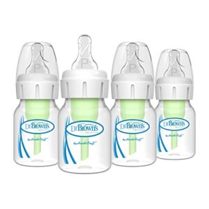 dr. brown’s natural flow® anti-colic narrow baby bottle, 2oz/60ml with preemie flow™ nipple, 4 pack, 0m+