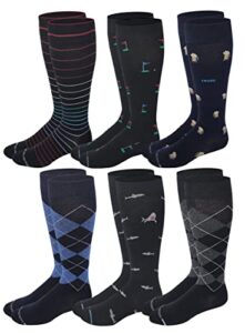 dr.motion dr. motion 6 pairs men compression knee high socks (assorted), mklw0