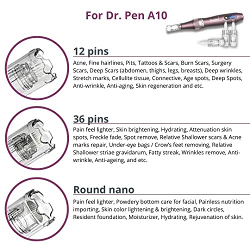 Dr. Pen Ultima A10 Replacement Cartridges - (10 PACK) - 0.25mm Round Nano Cartridges Bayonet Slot - Disposable Replacement Parts