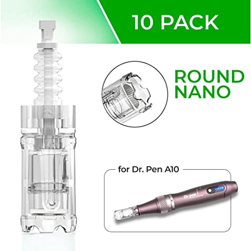 Dr. Pen Ultima A10 Replacement Cartridges - (10 PACK) - 0.25mm Round Nano Cartridges Bayonet Slot - Disposable Replacement Parts