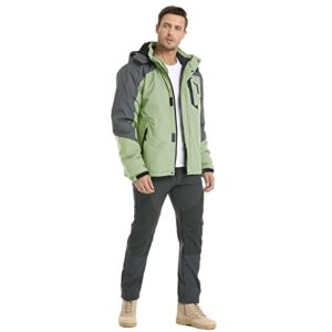 Dr.Cyril Men's Waterproof Ski Jacket Warm Winter Snow Coat Hooded Windproof Raincoat (M, Army Green)