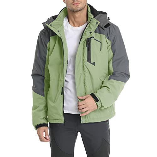 Dr.Cyril Men's Waterproof Ski Jacket Warm Winter Snow Coat Hooded Windproof Raincoat (M, Army Green)