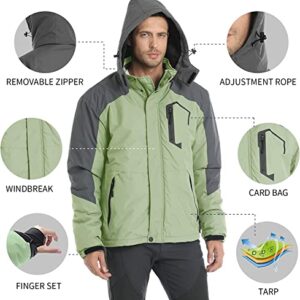 Dr.Cyril Men's Waterproof Ski Jacket Warm Winter Snow Coat Hooded Windproof Raincoat (M, Army Green)