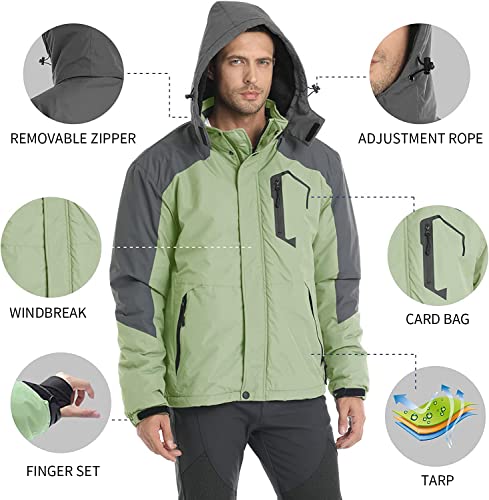 Dr.Cyril Men's Waterproof Ski Jacket Warm Winter Snow Coat Hooded Windproof Raincoat (M, Army Green)