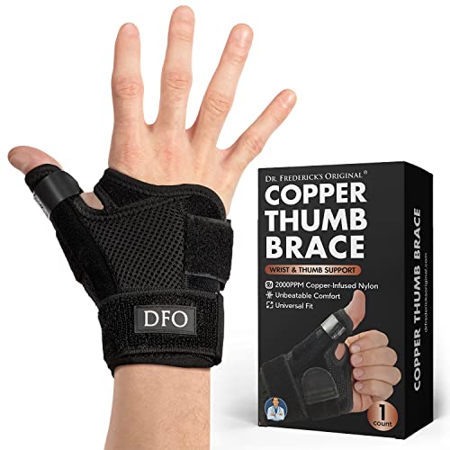 Dr. Frederick's Original Reversible Copper Infused Thumb Brace - 1 Brace - CMC Spica Splint for De Quervain’s Tendonitis, Arthritis, Injury, Pain Relief - Thumb Wrist Stabilization - Left or Right Hand - Fits Men and Women