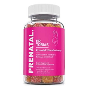 dr. tobias prenatal vitamin gummy – iron free prenatal vitamins with dha and folic acid – good source of niacin, biotin, b6, & b12 – supports overall health – 60 gummies, 30 servings (2 daily)