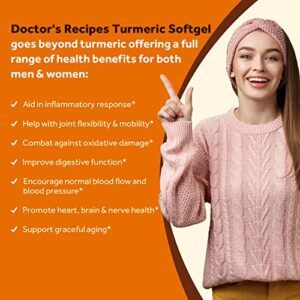 Doctor's Recipes Turmeric Curcumin Softgel, Turmeric with Ginger, 400mg, 95 Percent Concentrated Curcumin, 5% Gingerols, Joint Health, Black Pepper, Kosher Friendly, 120 Softgels