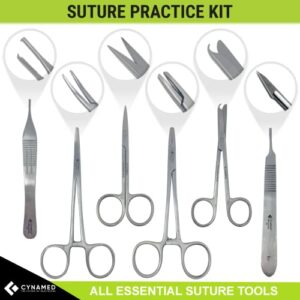 Dr.Stitch Suture Practice Kit for Medical Students - Suture Kit Includes Tool Kit, Large Silicone Suture Pad with Pre-Cut Wounds, and Mixed Suture Threads with Needles (43PC Practice Kit)