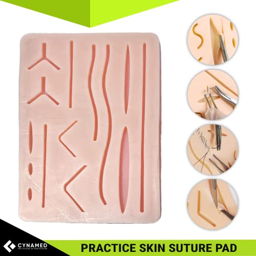 Dr.Stitch Suture Practice Kit for Medical Students - Suture Kit Includes Tool Kit, Large Silicone Suture Pad with Pre-Cut Wounds, and Mixed Suture Threads with Needles (43PC Practice Kit)