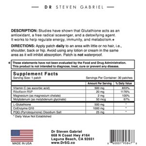 Dr. Steven Gabriel | Glutathione Antioxidant Patch | Brightens Skin | 30 Day Supply