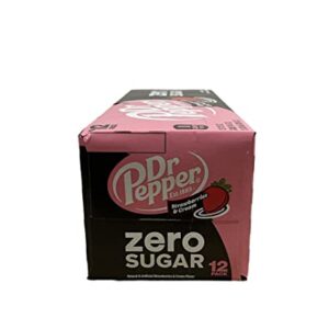 Dr Pepper Strawberry and Cream - Munchie Box Stash (Zero Sugar, Pack of ( 12 ) 12 Oz Cans)