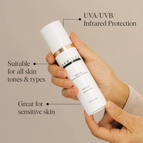 DRMTLGY Anti Aging Clear Face Sunscreen and Facial Moisturizer with Broad Spectrum SPF 45. Oil Free, Zinc Oxide Sunscreen For Sensitive Skin and Acne Prone Skin.