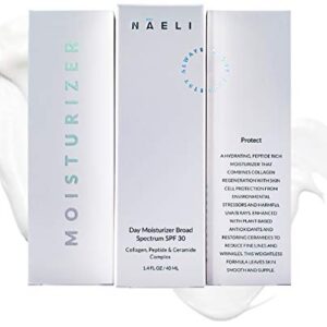 NAELI Face Moisturizer with SPF 30, Anti Aging Collagen & Peptide Cream, Reduces Wrinkles - Lightweight Skin Hydration with Hyaluronic Acid, Paraben Free & Non-Comedogenic Sunscreen, 1.4 oz