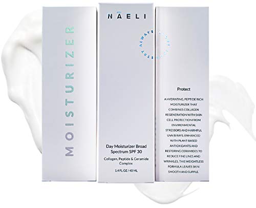 NAELI Face Moisturizer with SPF 30, Anti Aging Collagen & Peptide Cream, Reduces Wrinkles - Lightweight Skin Hydration with Hyaluronic Acid, Paraben Free & Non-Comedogenic Sunscreen, 1.4 oz