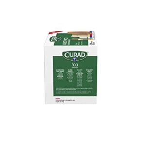 Curad Assorted Bandages Variety Pack 300 Pieces, Including Antibacterial, Heavy Duty, Fabric, and Waterproof Bandages