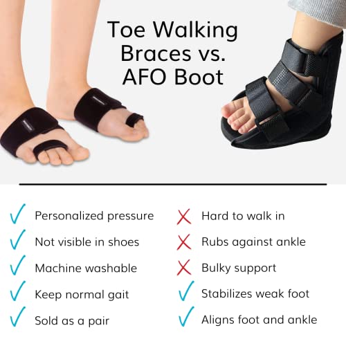 BraceAbility Toe Walking Brace - Pediatric Idiopathic AFO Correction Splint for Kids Tip-Toe Prevention, Autism and ADHD Treatment, Cerebral Palsy, Aspergers, Youth Neurological Disorders (XS Pair)