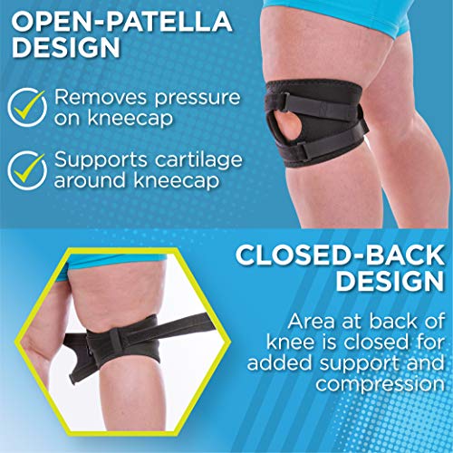 BraceAbility Patellar Tracking Knee Brace - Running, Exercise, Basketball Support Sleeve Stabilizer for Post Kneecap Dislocation, Tendonitis, Ligament, Patellofemoral and Meniscus Injuries (Medium)