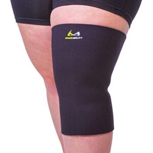 braceability plus size neoprene knee sleeve – compression support brace for bariatric women or men with arthritis joint pain, fitting overweight to obese thighs and legs (3x-large wide)