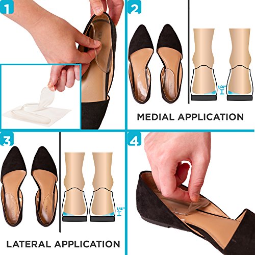 BraceAbility Medial & Lateral Heel Wedge Silicone Insoles (Pair) - Supination & Pronation Corrective Adhesive Shoe Inserts for Foot Alignment, Knock Knee Pain, Bow Legs, Osteoarthritis