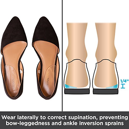 BraceAbility Medial & Lateral Heel Wedge Silicone Insoles (Pair) - Supination & Pronation Corrective Adhesive Shoe Inserts for Foot Alignment, Knock Knee Pain, Bow Legs, Osteoarthritis