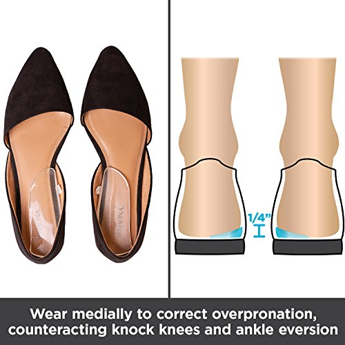 BraceAbility Medial & Lateral Heel Wedge Silicone Insoles (Pair) - Supination & Pronation Corrective Adhesive Shoe Inserts for Foot Alignment, Knock Knee Pain, Bow Legs, Osteoarthritis