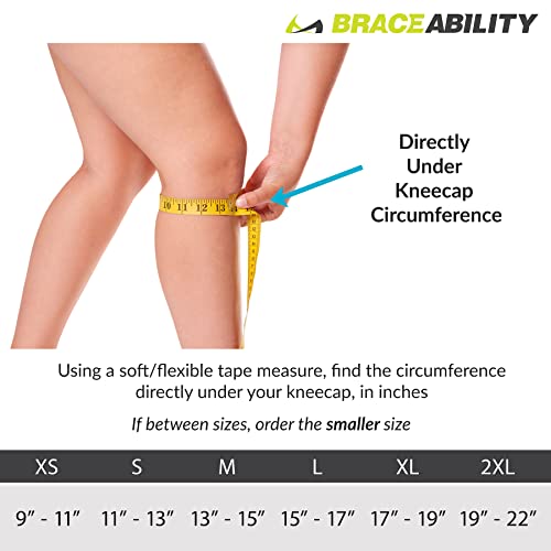 BraceAbility Patella Tendon Knee Strap - Men's and Women's Patellar Stabilizer Brace with Adjustable Band for Hiking, Basketball, Volleyball, Runner's Knee, Jumper's Tendonitis, Osgood Schlatter (M)